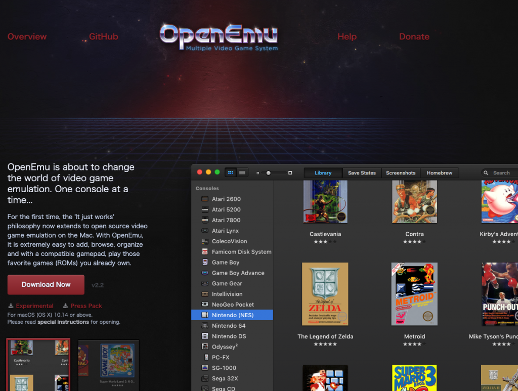 web帳 | Mac用 エミュレーター 「OpenEmu」が、V2.2リリース！GameCube対応して更に神アプリ進化！